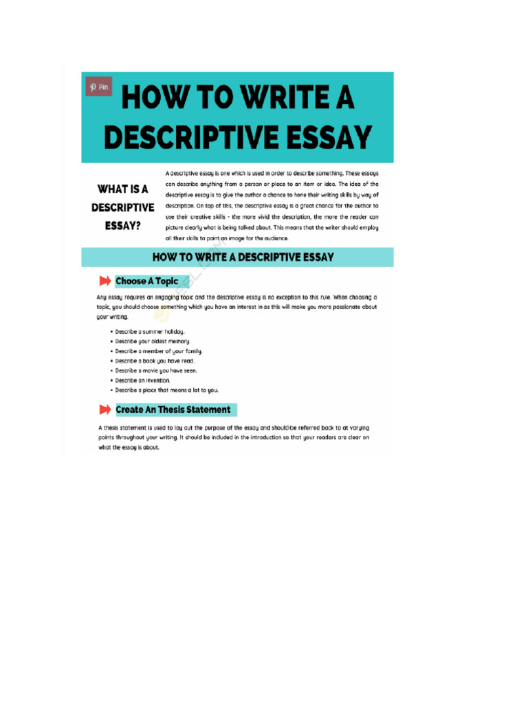Write A Descripive Essay - Method 1 | PDF