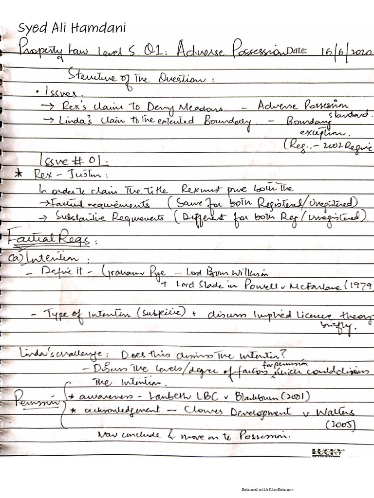 Adverse Possession 2019 L5 Q1-Hamdani | PDF