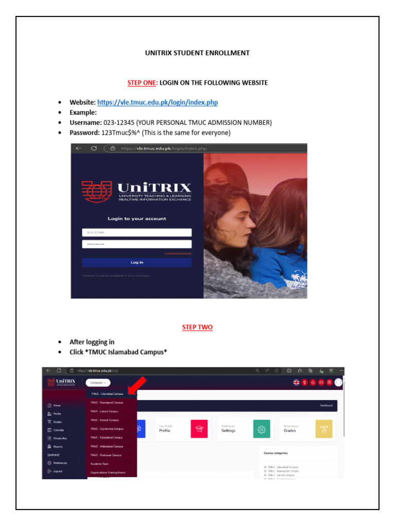 UNITRIX Student Enrollment Guide | PDF