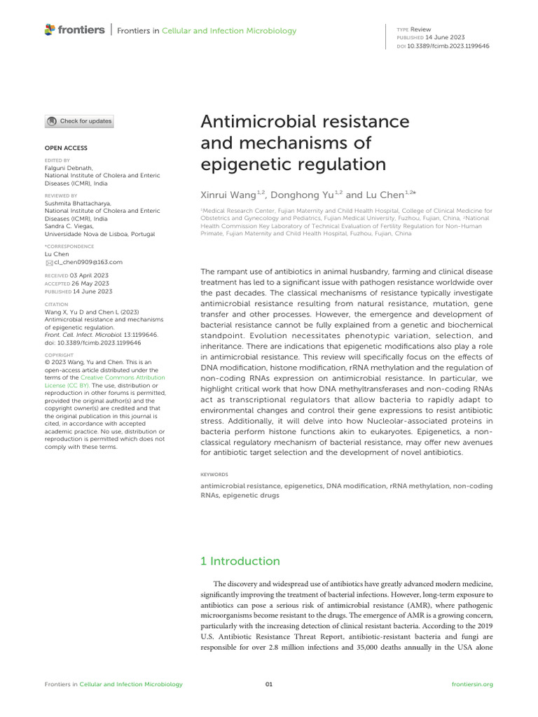 Antimicrobial Resistance and Mechanisms of Epigenetic Regulation | PDF ...
