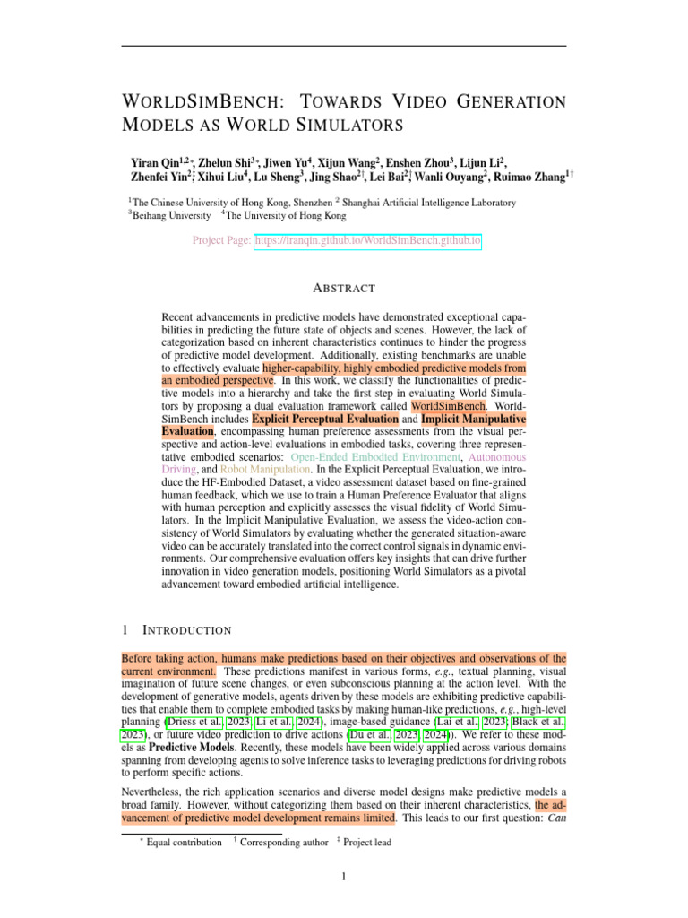 Towards Video Generation Models As World Simulators | PDF | Simulation | Embodied Cognition