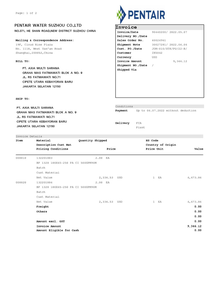 INVOICE POMPA PDF Business Trade