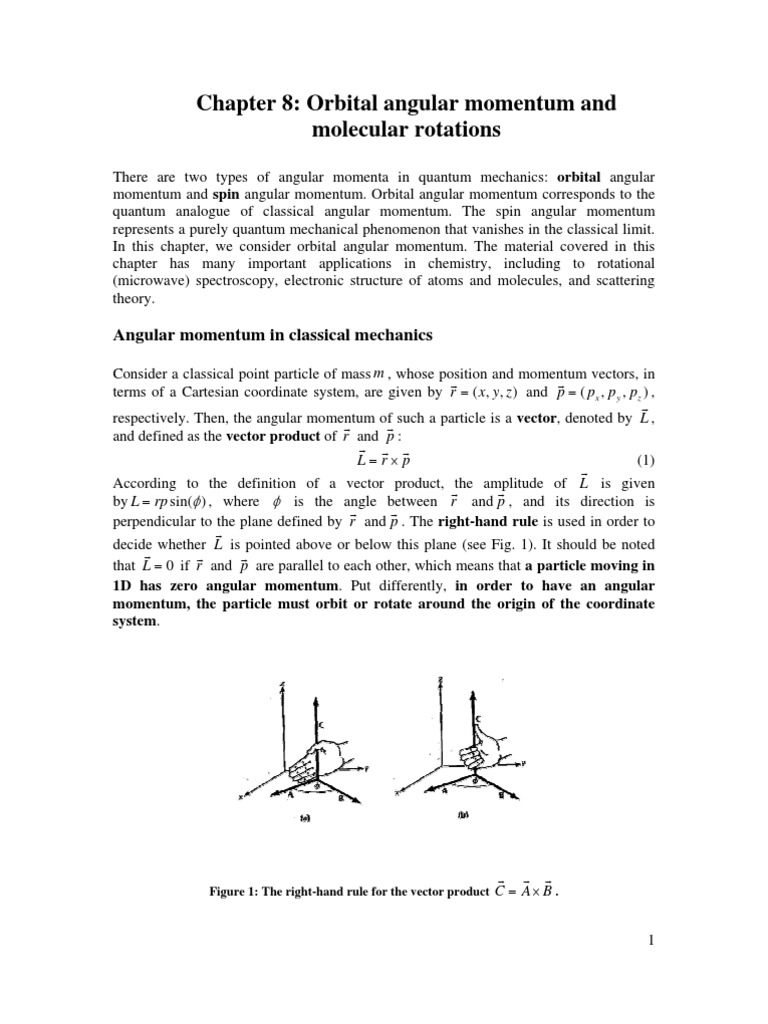 Chapter 8: Orbital Angular Momentum And: Molecular Rotations | PDF | Euclidean Vector | Angular ...