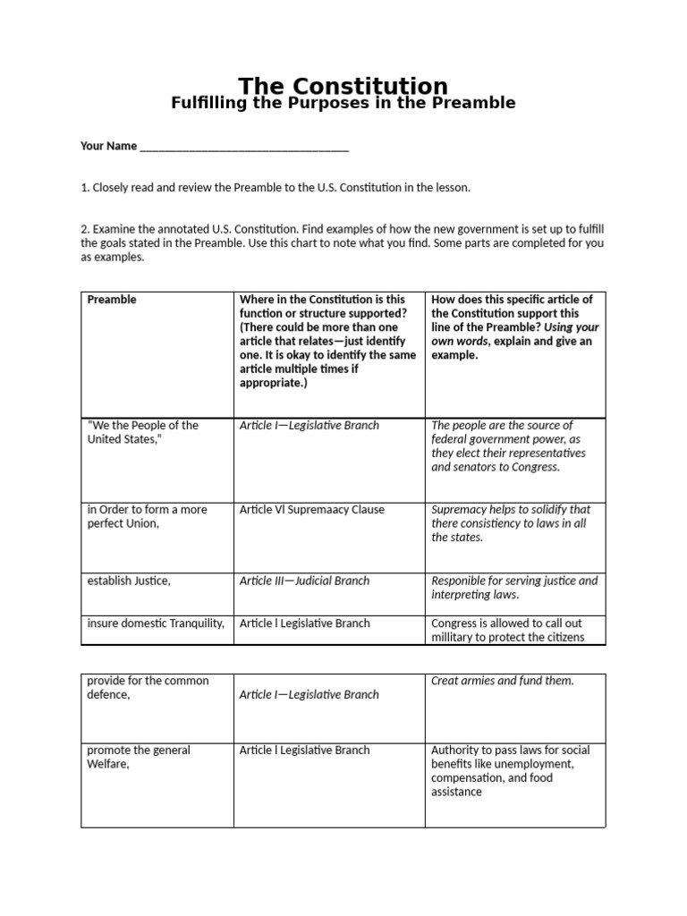 The Constitution Template | PDF | Article One Of The United States ...