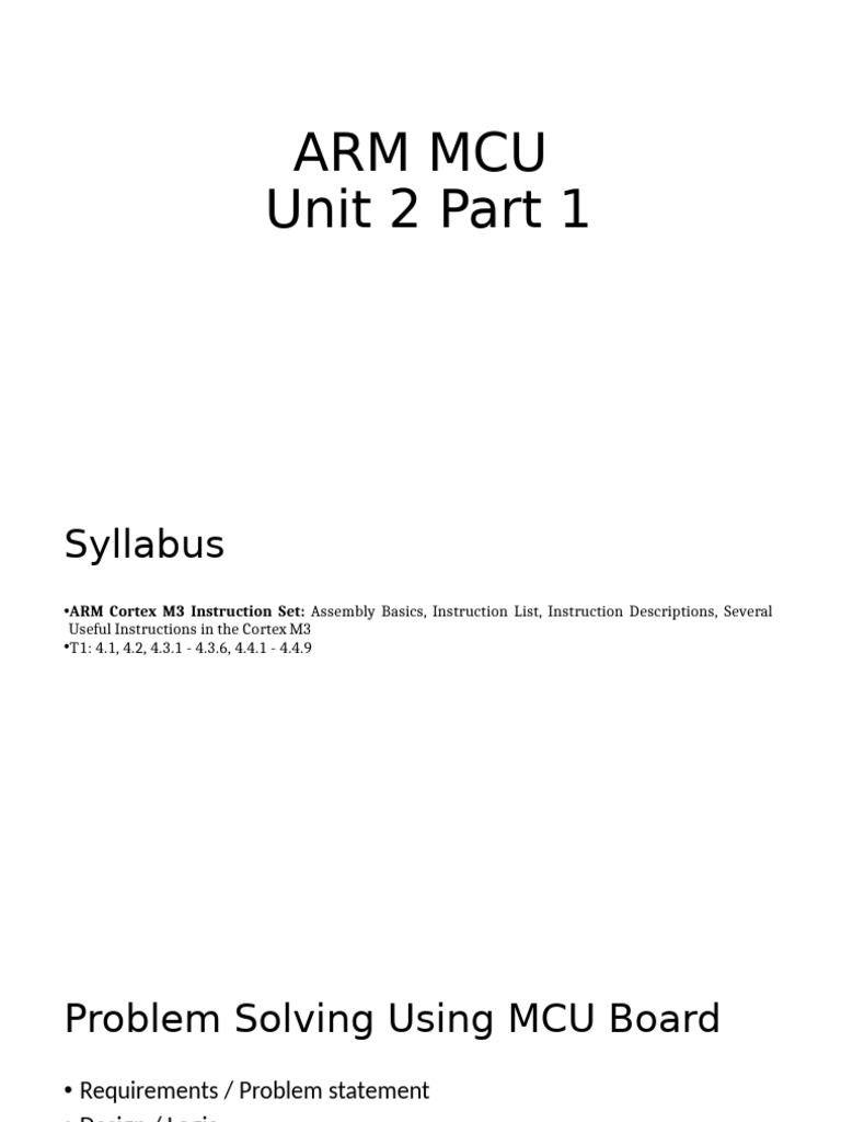 ARM MCU Unit2 Part1 | PDF | Assembly Language | Computer Programming