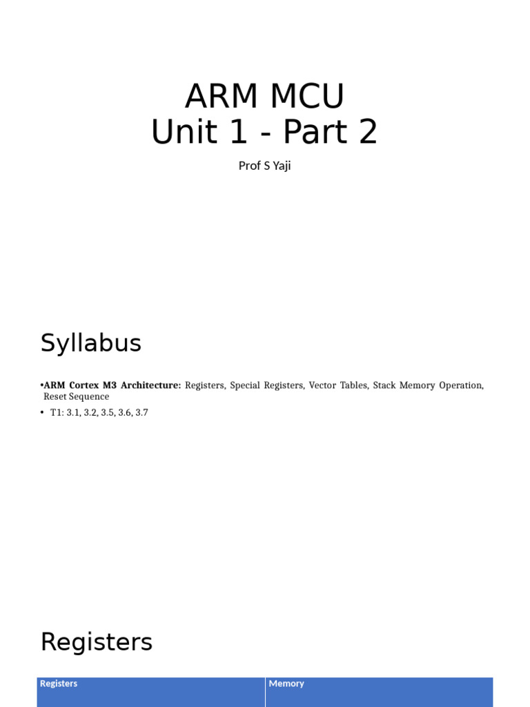 ARM MCU Unit1 Part2 | PDF | Central Processing Unit | Random Access Memory