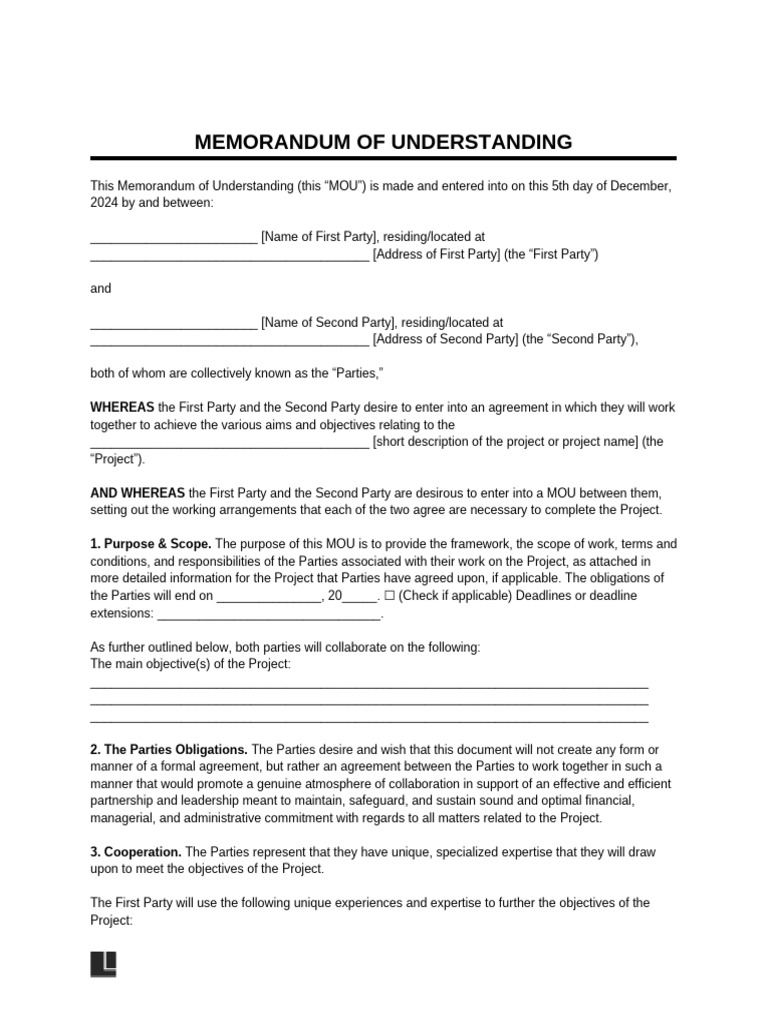 Memorandum of Understanding | PDF | Indemnity | Memorandum Of Understanding