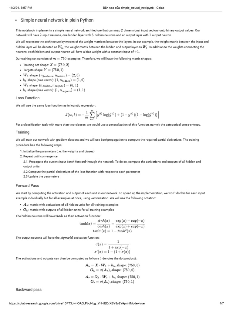 Bản sao của simple - neural - net.ipynb - Colab | PDF | Applied Mathematics | Algorithms