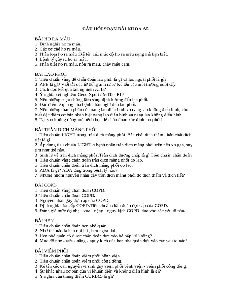 Câu Hỏi Soạn Bài Khoa A5 | PDF