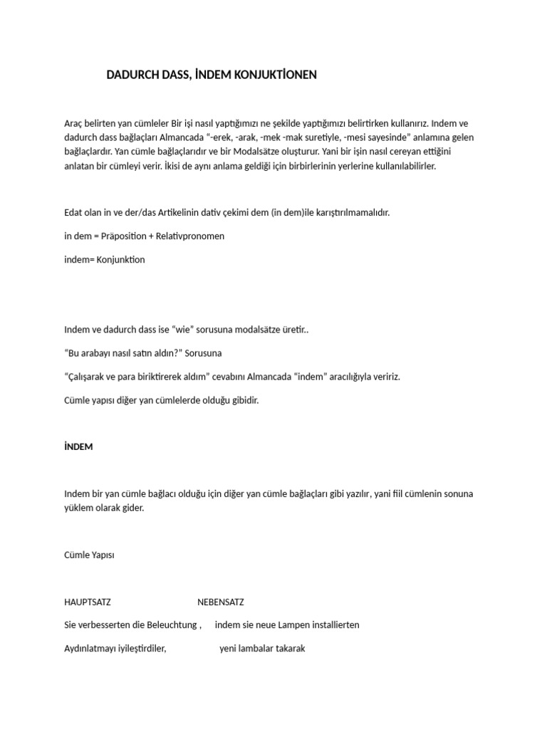 Dadurch, Indem Konu Anlatımı | PDF