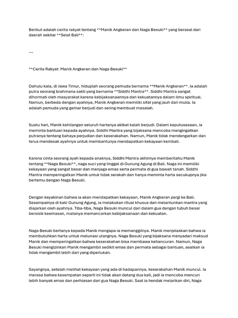 Manik Angkeran dan Naga Besuki | PDF