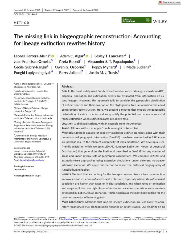 Herrera Alsina Et Al 2022 - ARE Biogeographic Reconstruction With ...