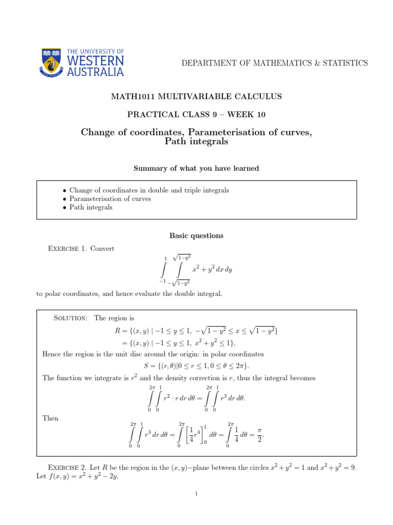 Multivariable Calculus Exercises | PDF | Sphere | Differential Geometry