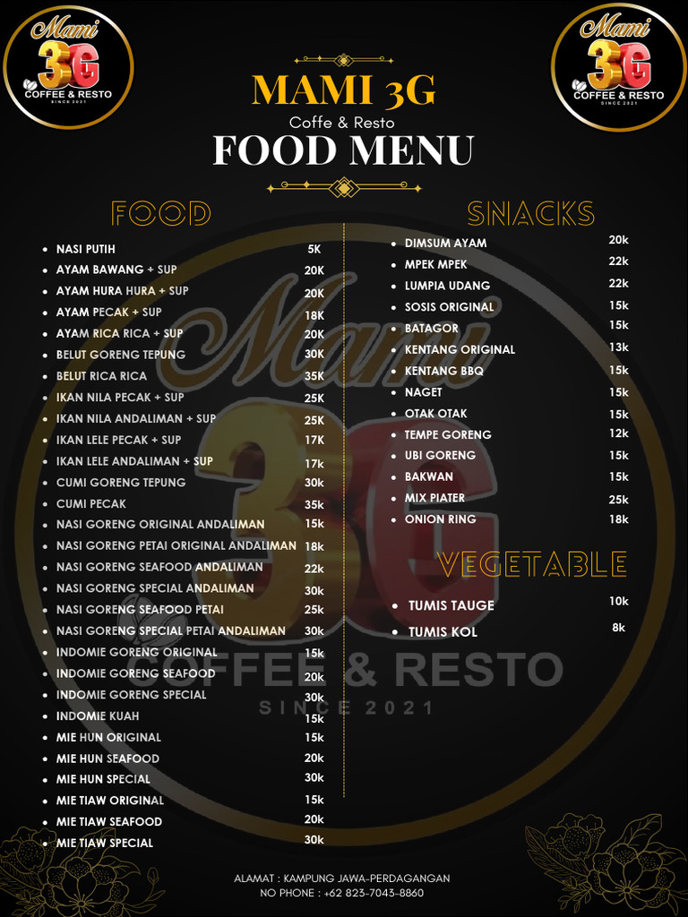 Menu Makanan 3G | PDF | Indonesia | Foods
