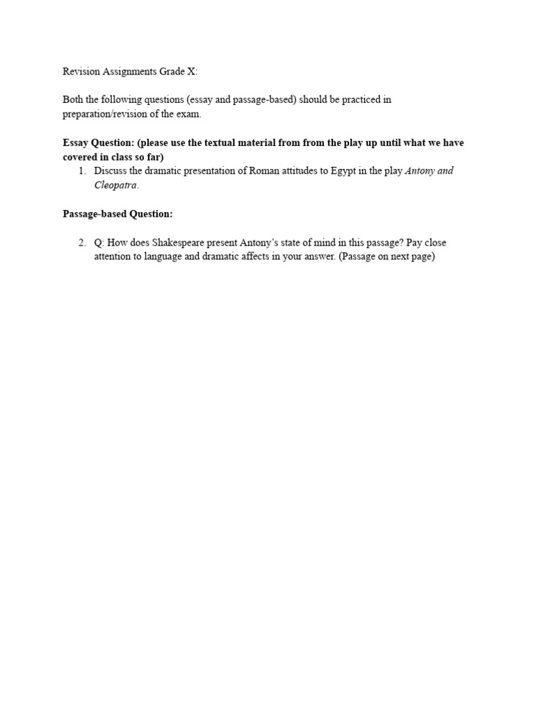 Revision Assignments Grade X | PDF