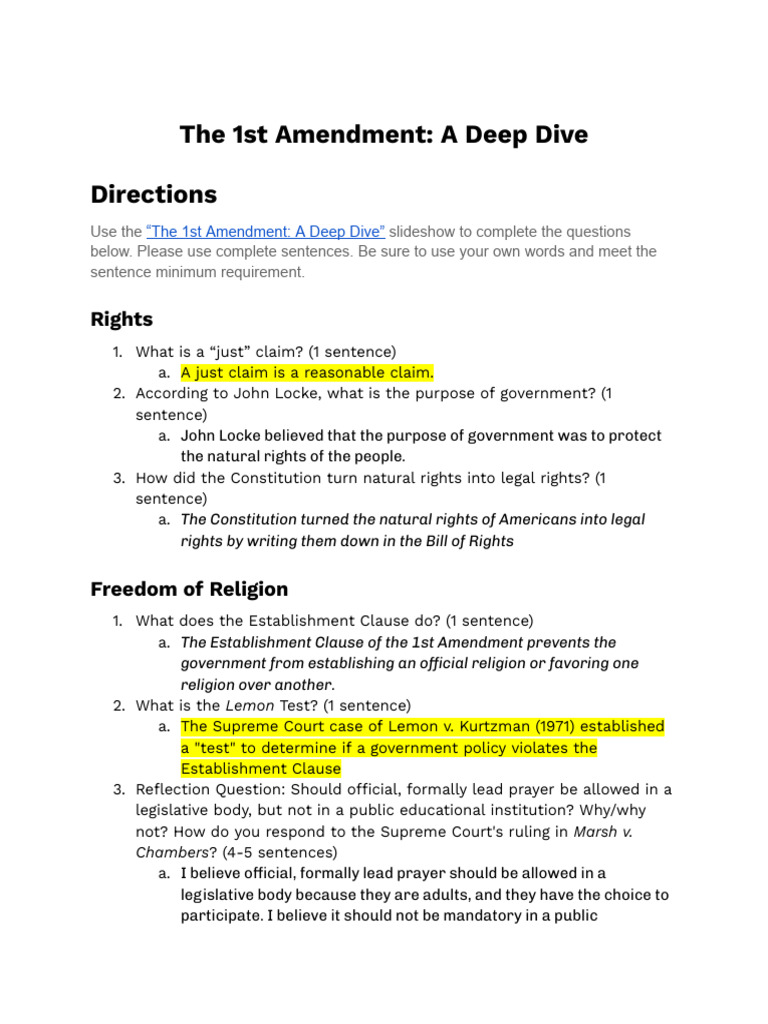 Austin Owens - 1st Amendment Deep Dive - 15607536 | PDF | First ...