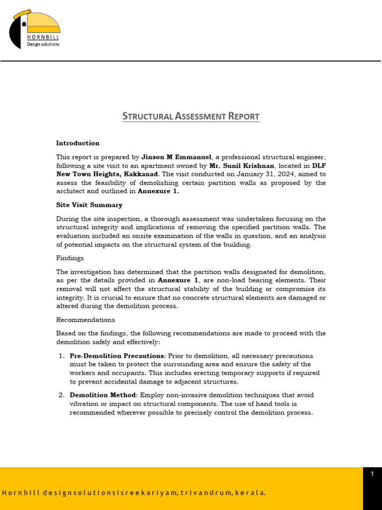 Structural Assessment Report-31-01-24 | PDF | Demolition | Architect