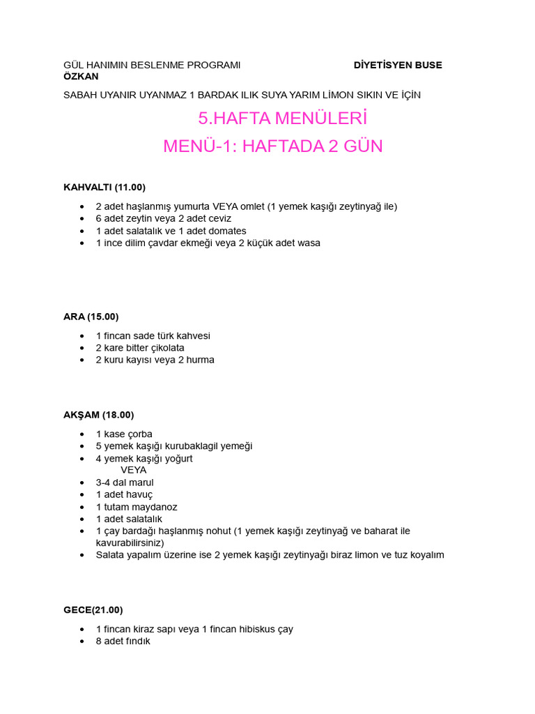 Gül Hanimin Beslenme Programi | PDF