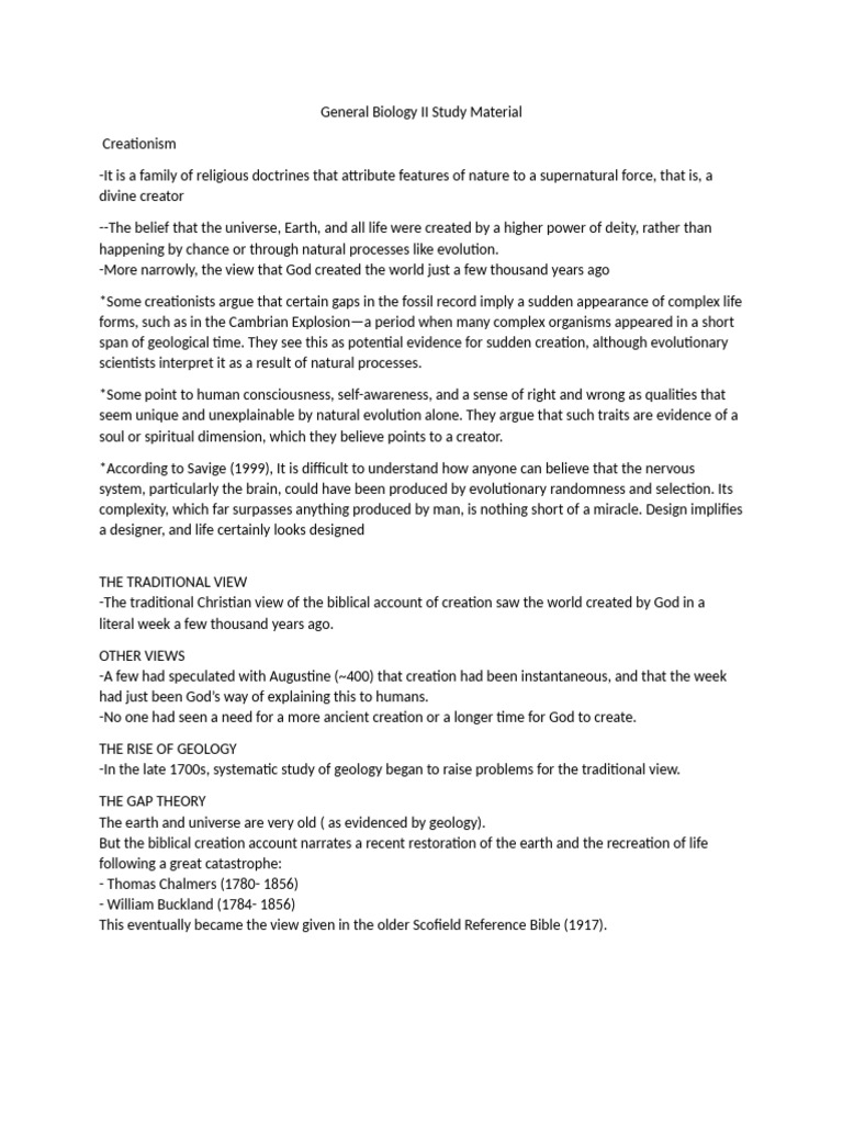 General Biology II Study Material 1 | PDF | Creationism | Genetics