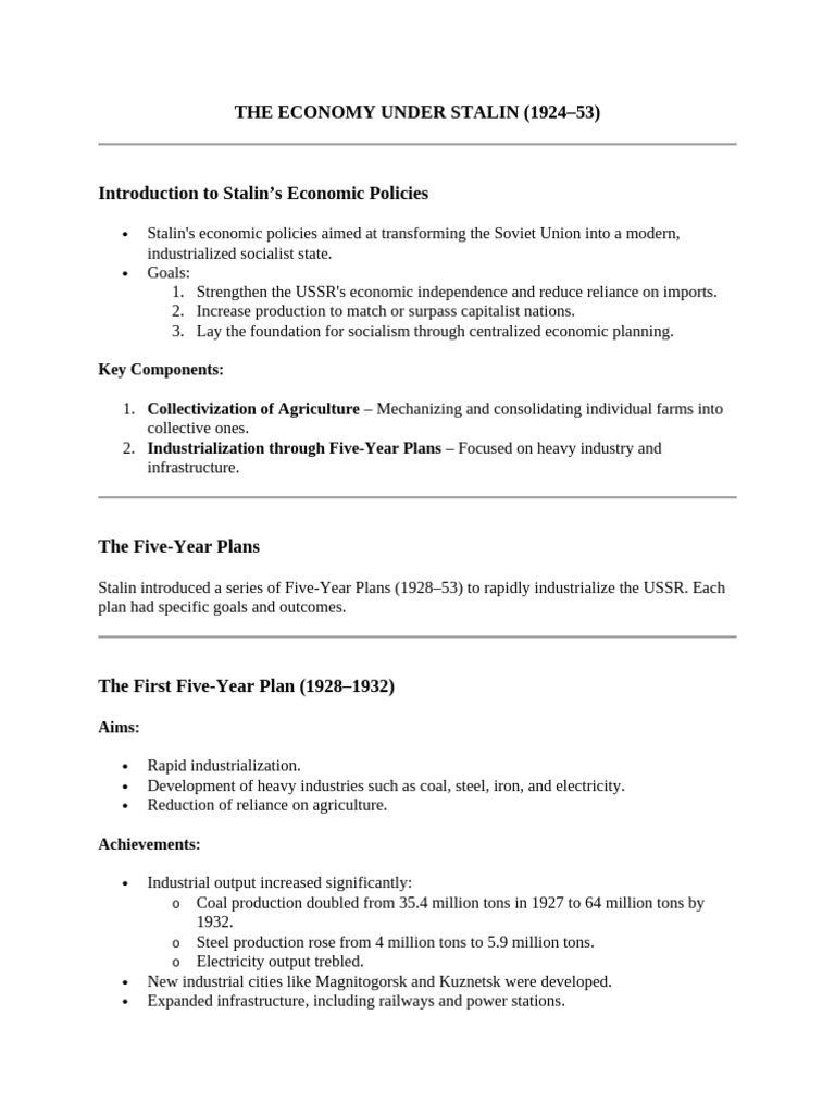 Stalin's Economic Transformation | PDF | Famine | Soviet Union