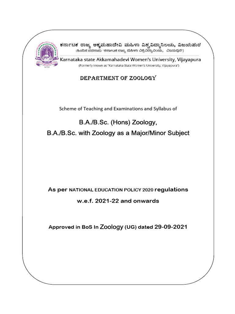 UG Zoology Syllabus NEP 2020 | PDF | Critical Thinking | Curriculum