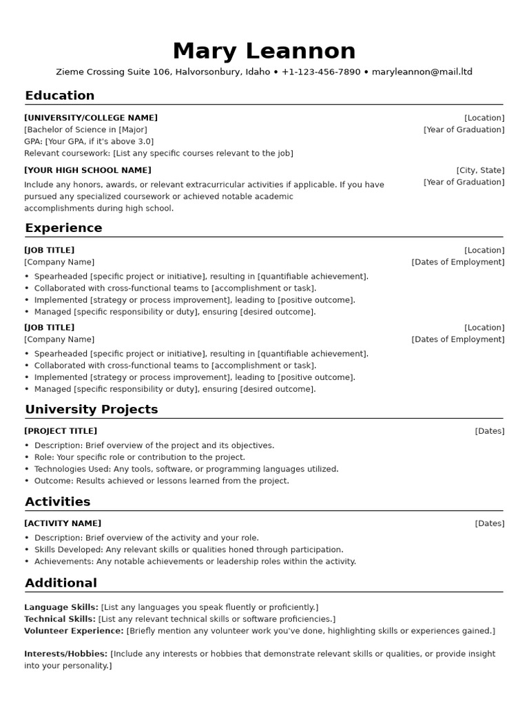 Comprehensive Resume Template Guide | PDF | Cognition