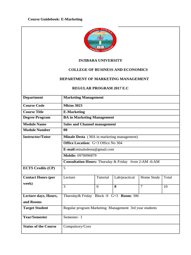 Course Guide Book -E- Marketing 2017 | PDF | E Commerce | Marketing