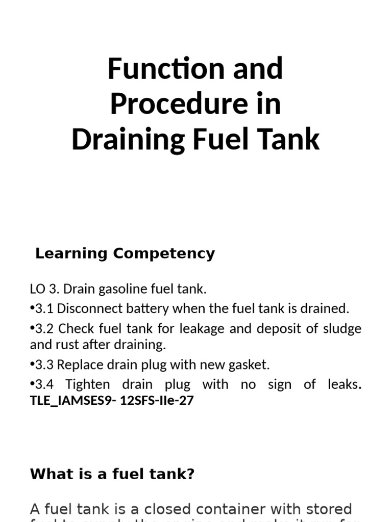 Draining Fuel Tank: Step-by-Step Guide | PDF | Engines | Pump