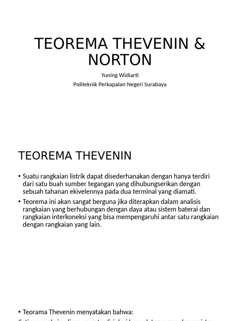 Teorema Thevenin dan Norton Listrik | PDF