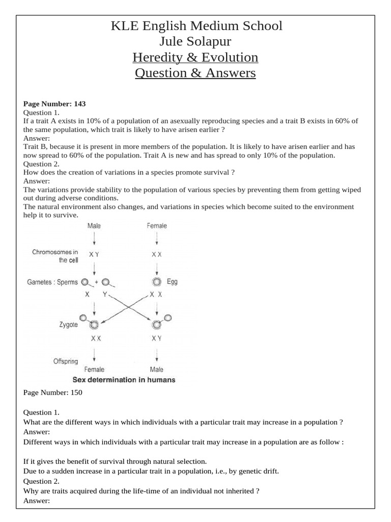 Heredity & Evolution - Question & Answers10 | PDF | Reproduction ...