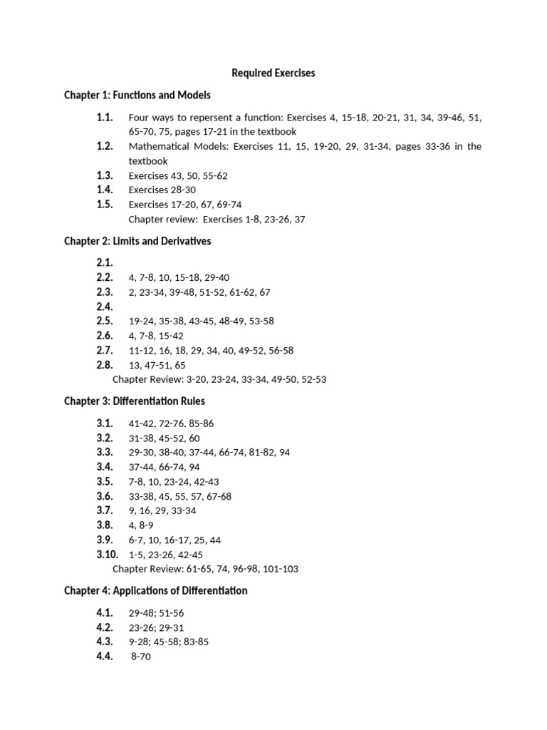 Required Exercises_Calculus 1 | PDF