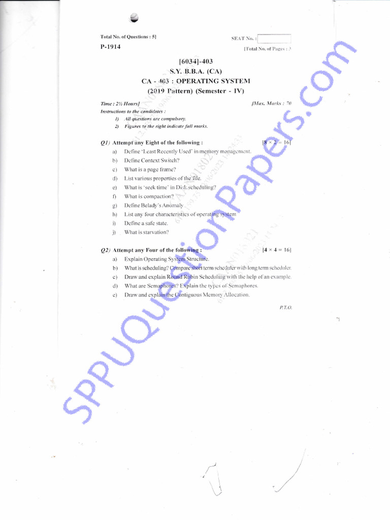 Commerce Bba CA Semester 4 2023 April Operating System 2019 Pattern | PDF | Computer Science ...