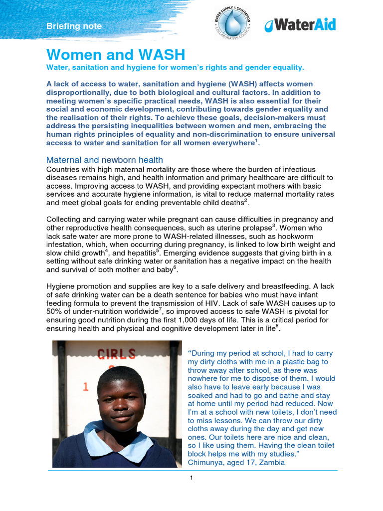 Briefing Note How Can Water Sanitation and Hygiene Help Realise Womens ...