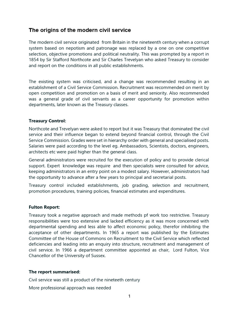 The Origins of The Modern Civil Service | PDF | Civil Service | Government