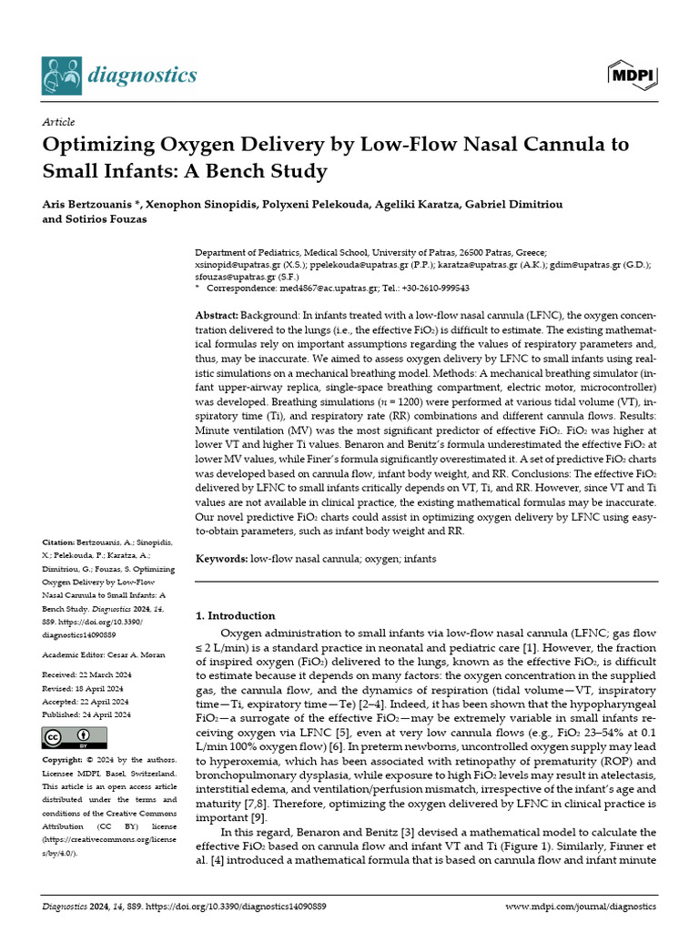 Optimizing Oxygen Delivery by Low-Flow Nasal Cannu | PDF | Breathing ...