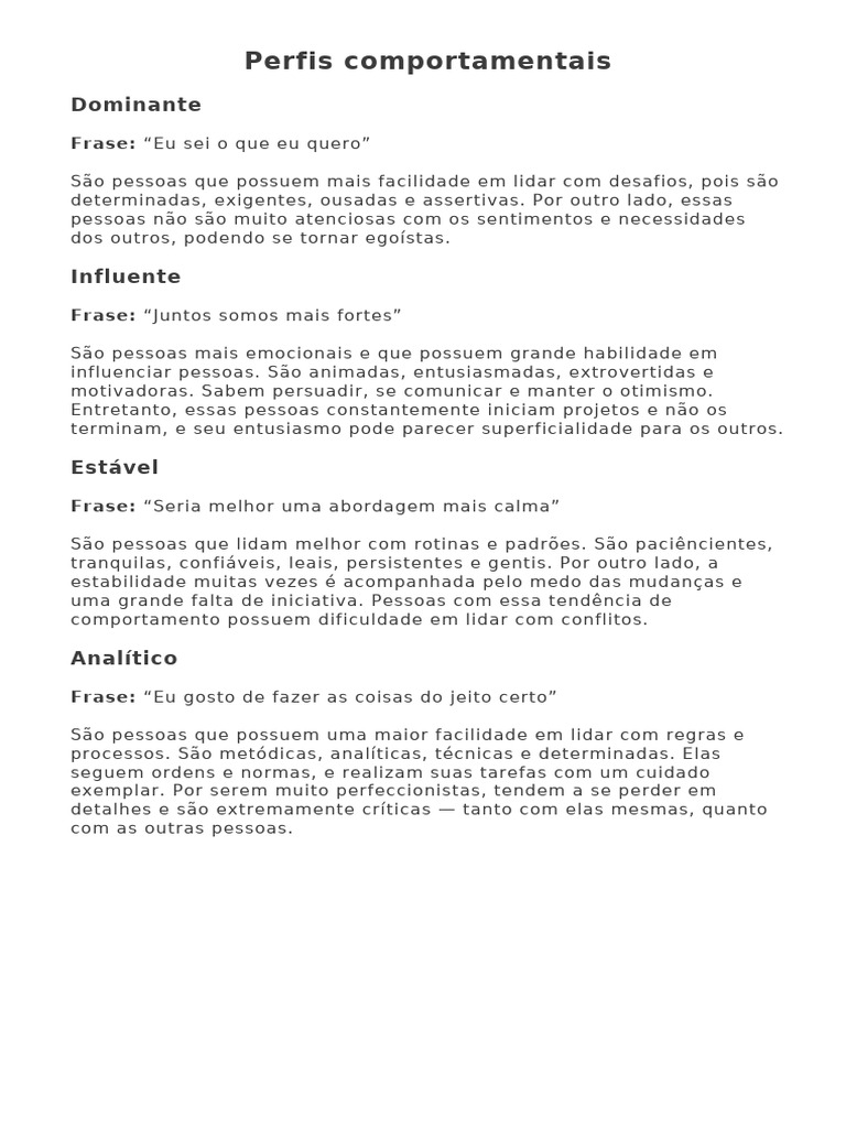 Perfis Comportamentais | PDF