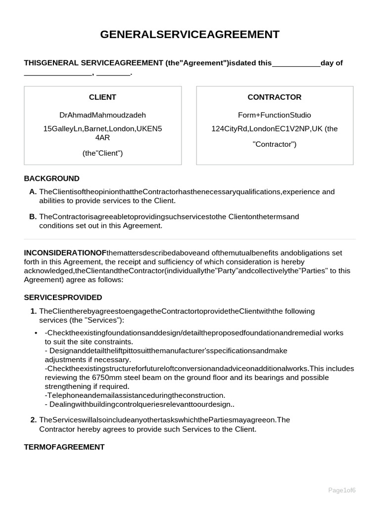 Service Agreement | PDF | Indemnity | Private Law