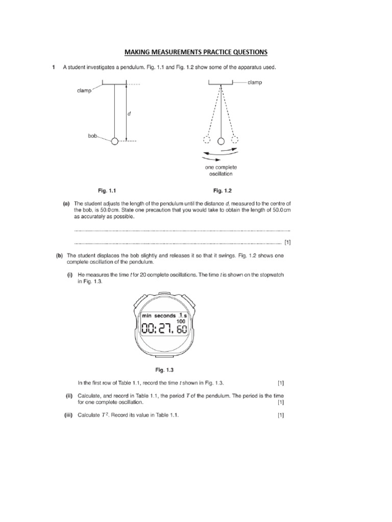 SIMPLE PENDULUM EXTRA QUESTIONS | PDF
