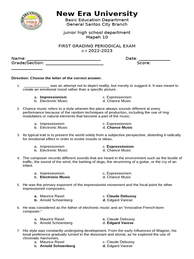 Test Paper Grade 10 | PDF | Jazz | Blues
