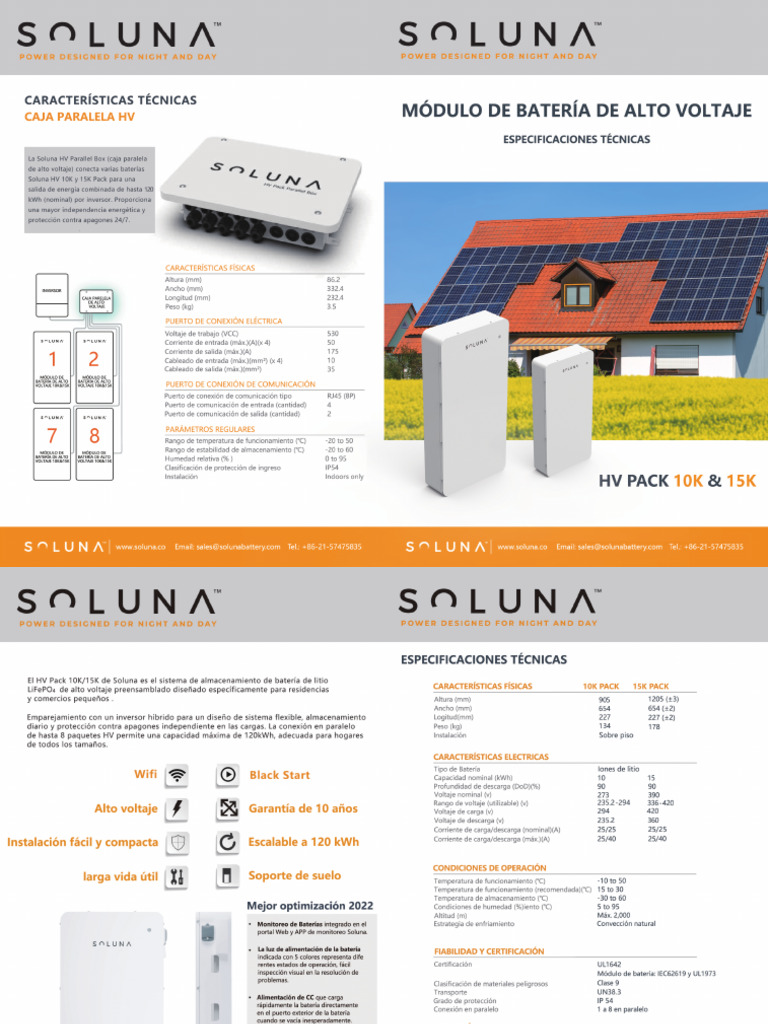 Soluna HV-10KWh - FichaTecnica | PDF