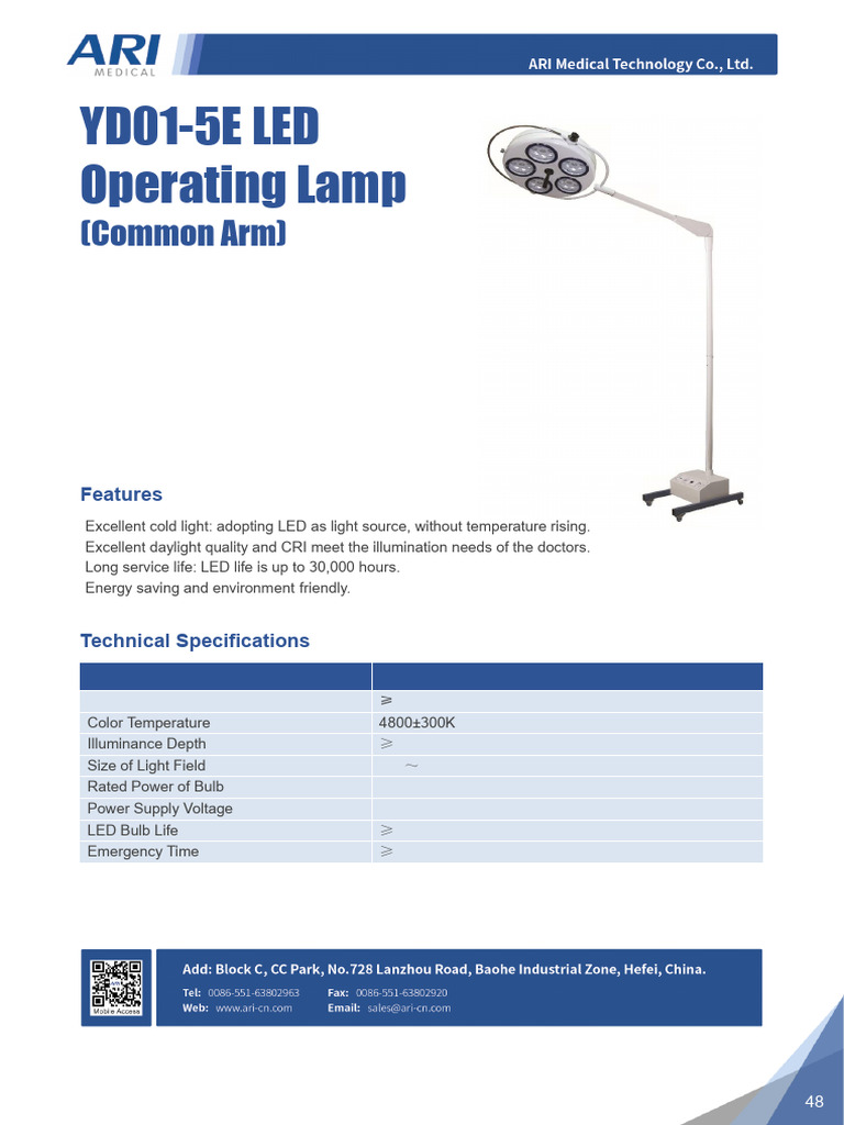 48 YD01-5E LED Operating Lamp Specs | PDF