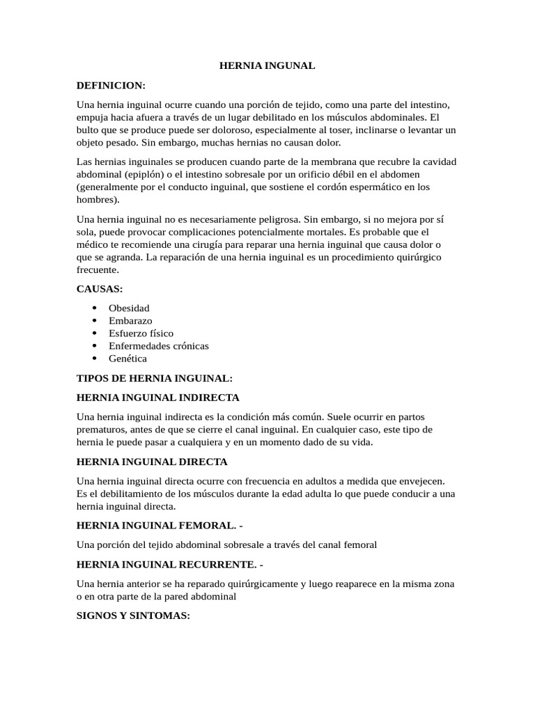 Hernia Ingunal | PDF | Medicina | Causas de la muerte