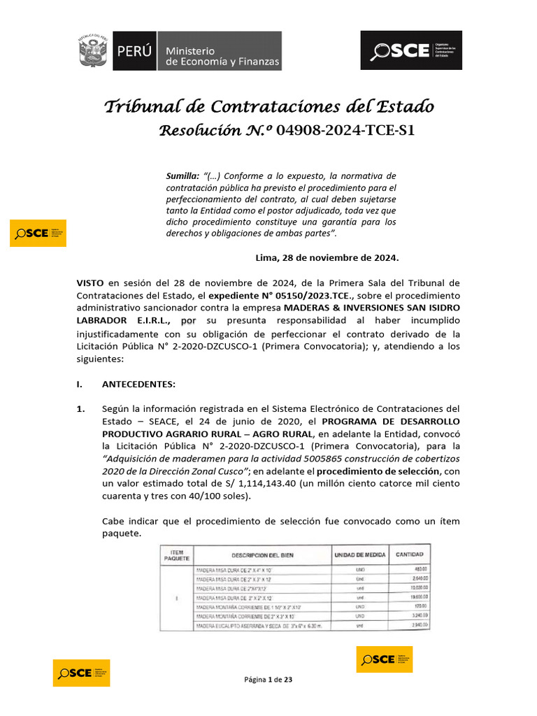 Resolucion N 4908 2024 Tce s1 | PDF | Multa (pena) | Mandato