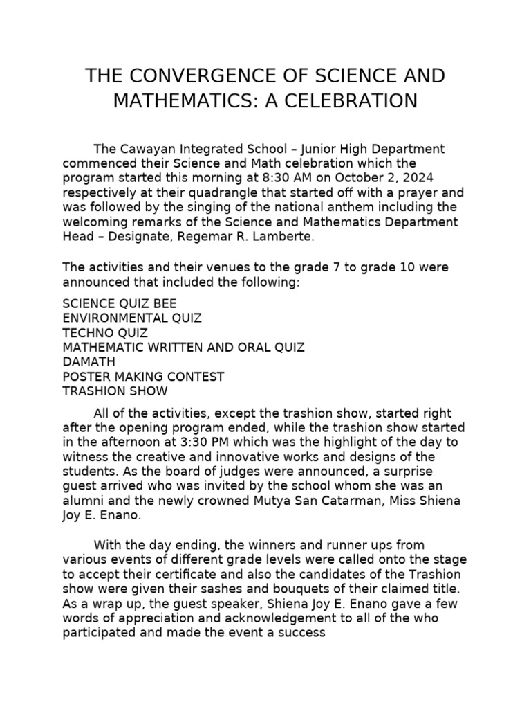 The Convergence of Science and Mathematics | PDF