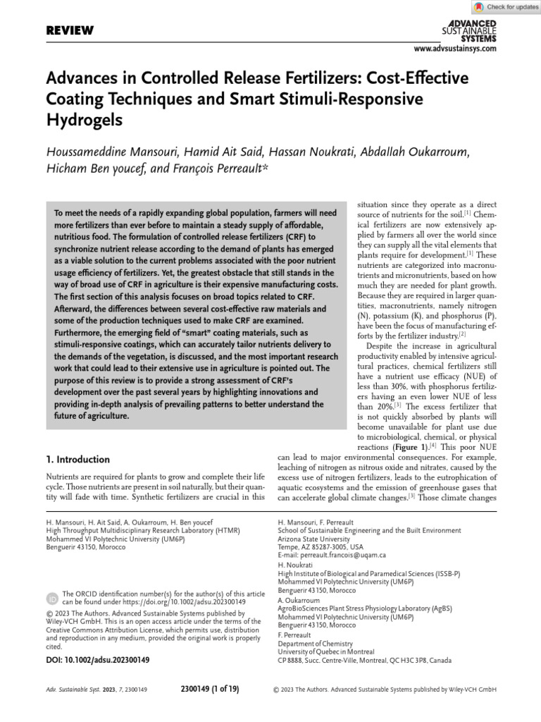 Advances in Controlled Release Fertilizers Cost-Effective Coating ...