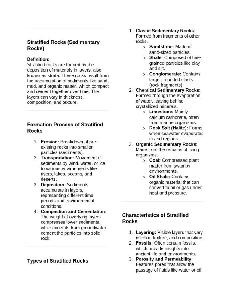 Earth Science: Stratified Rocks Reviewer | PDF | Sedimentary Rock ...
