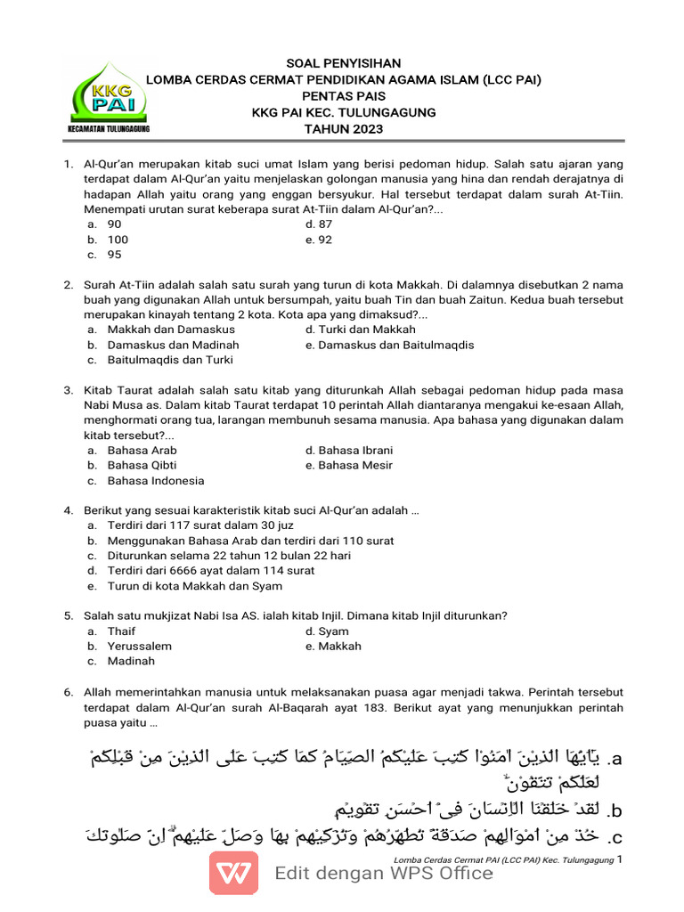 Soal LCC Pentas Pais | PDF