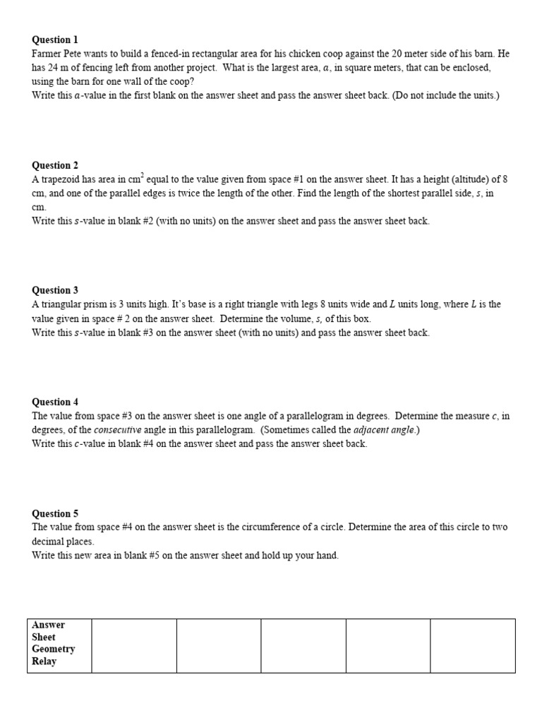 MTM13-Relays | PDF | Area | Geometry