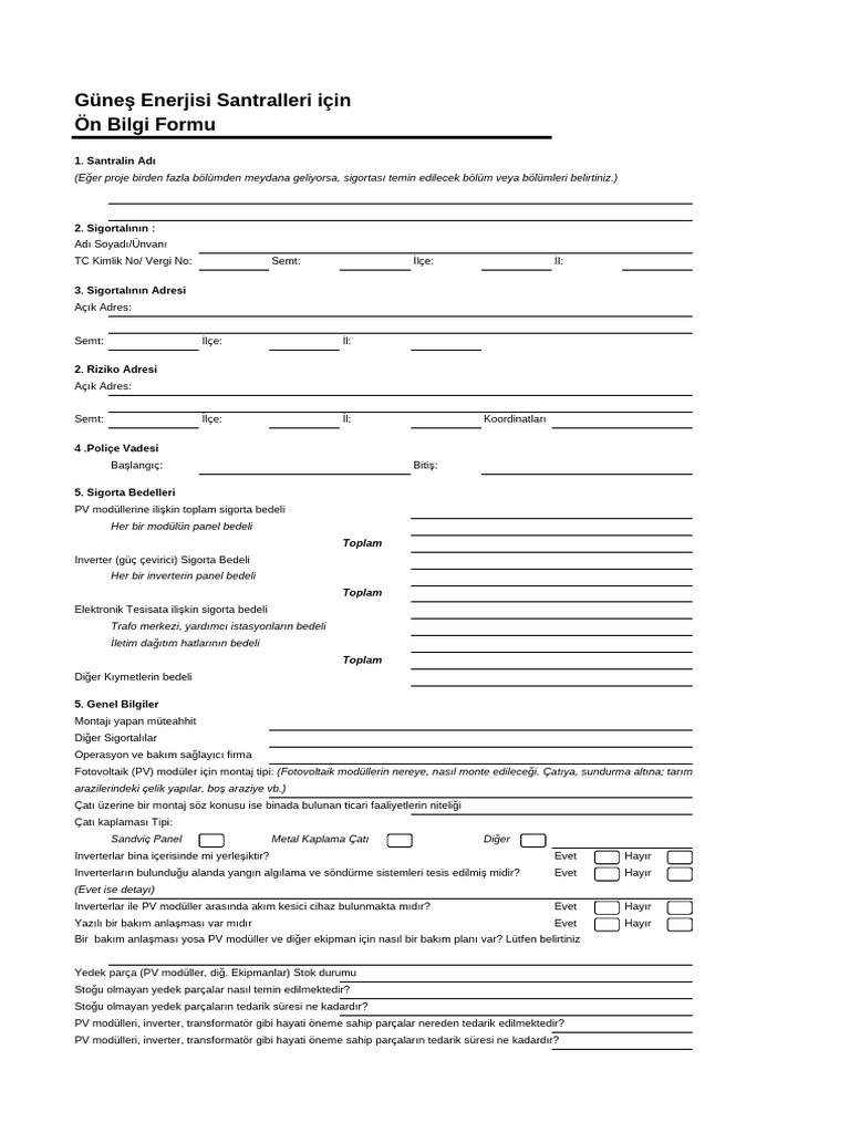 GES Ön Bilgi Formu | PDF