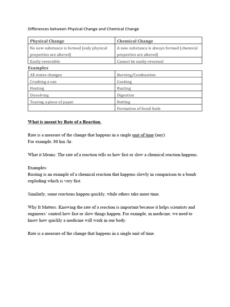 Chemistry Rate of Reation Notes | PDF | Reaction Rate | Chemical Reactions